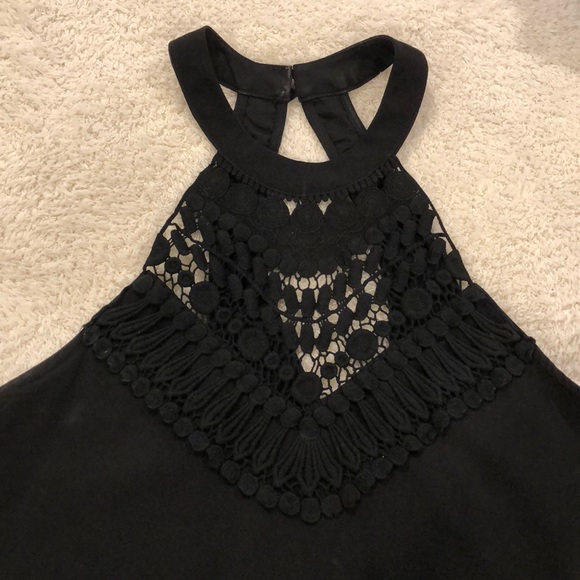 Xenia Boutique | Dresses | Xenia Boutique Black High Neck Crochet Flowy ...